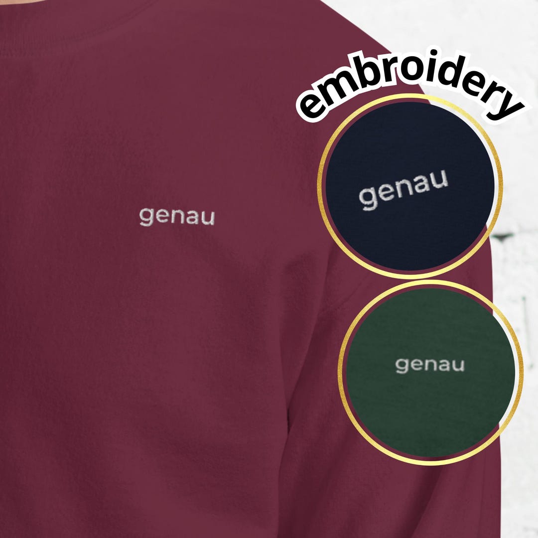 Genau Embroidered Sweatshirt, German Saying Sweater, Minimalist ...