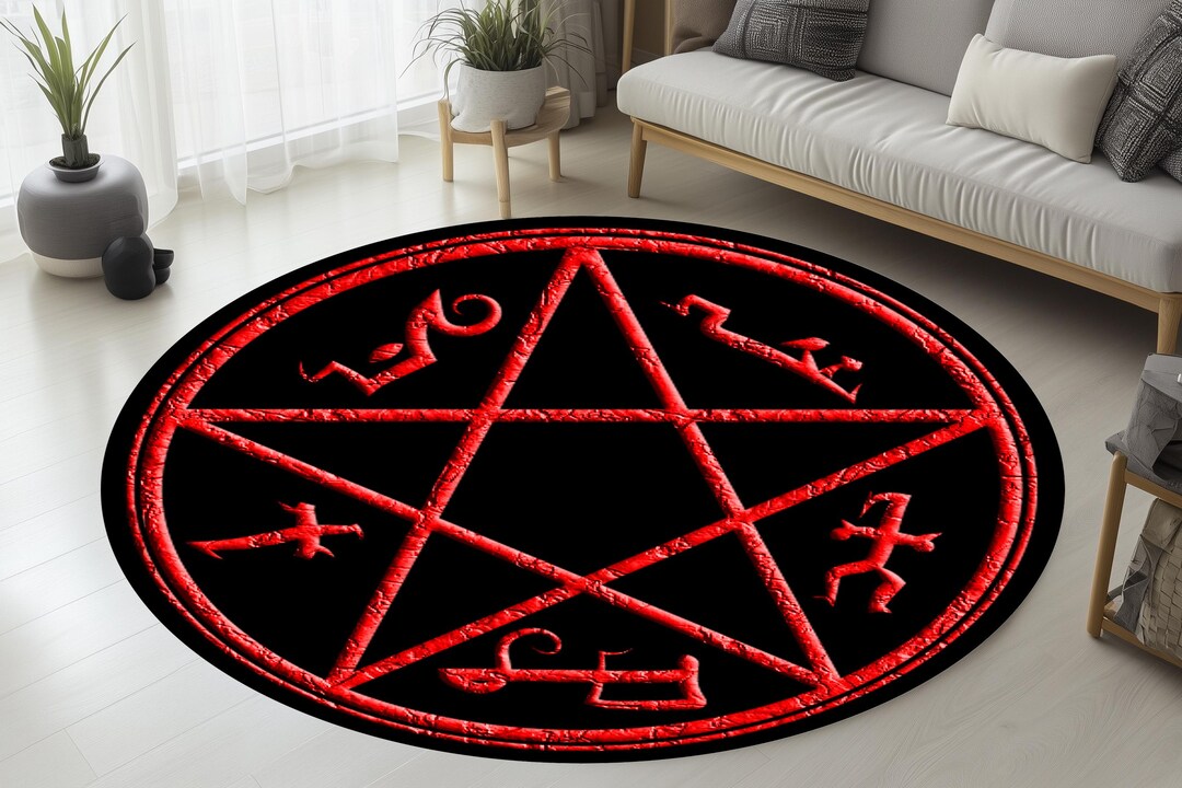 Round Supernatural Devil's Trap Rug, Cosmic Pentagram - Etsy