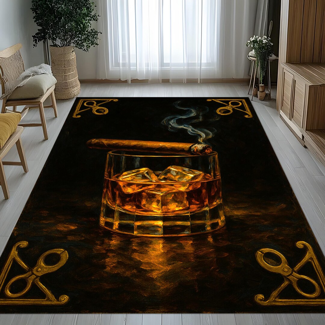 Whiskey and Cigar Still Life Rug, Bar Decor - Etsy