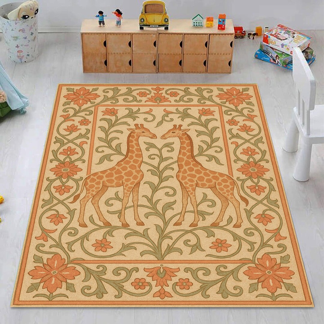 Vintage Look Persian Style Giraffe Pattern Design Area Rug: Playful ...