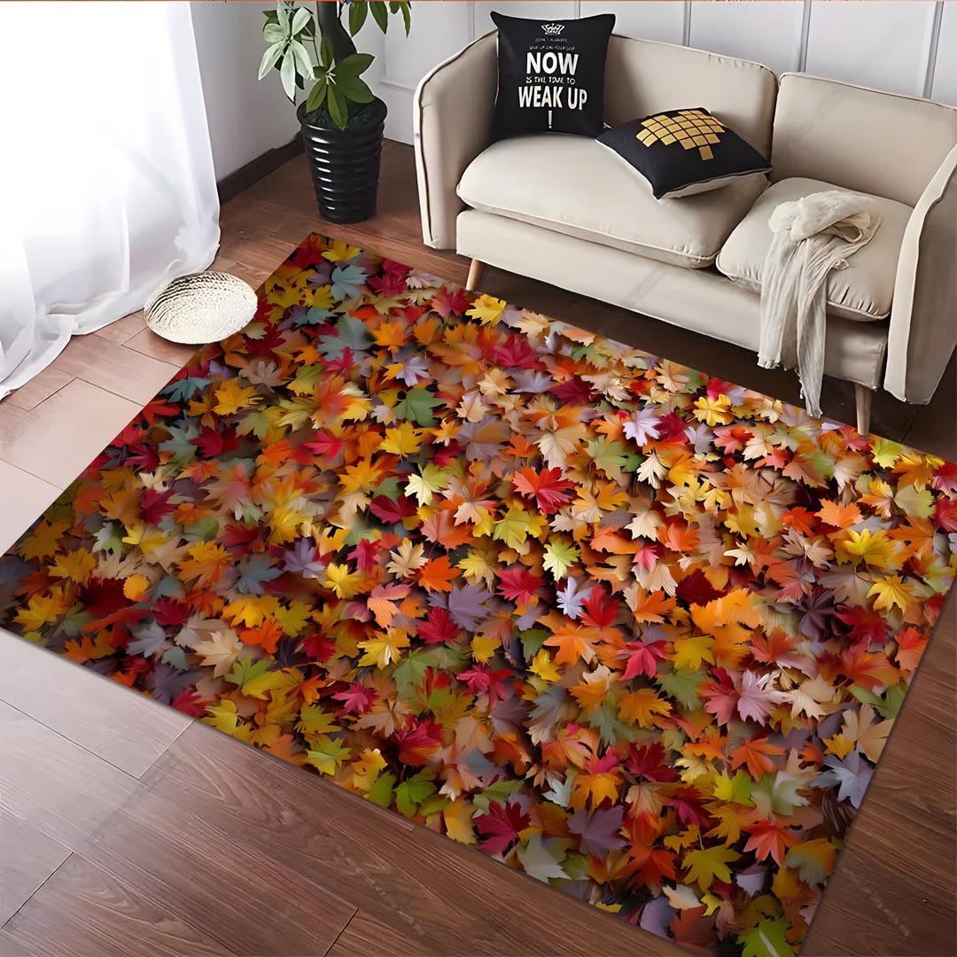 Autumn Leaves Area Rug: Fall Seasonal Decor, Autumn Leaves Rug, Fall ...