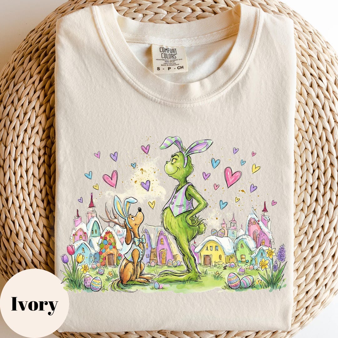 Easter Grinch Bunny Shirt, Cute Grinch & Max Easter Eggs Tee, Spring ...