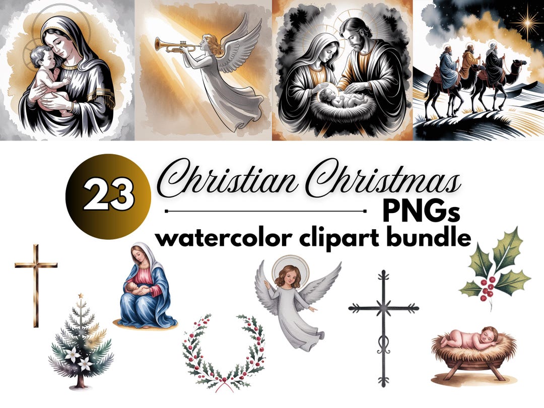Christian Christmas Watercolor Clipart: Junk Journaling, Card Making ...