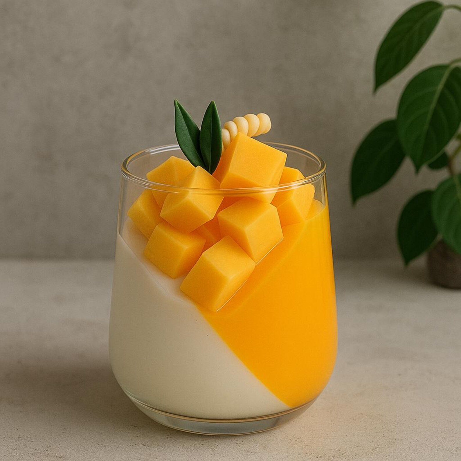 Mango Yogurt Dessert Cup | Tropical Layered Treat | Fresh Mango Cubes ...