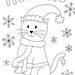 Cat Christmas Coloring Card – DIY Color Your Own Holiday Greeting Card ...
