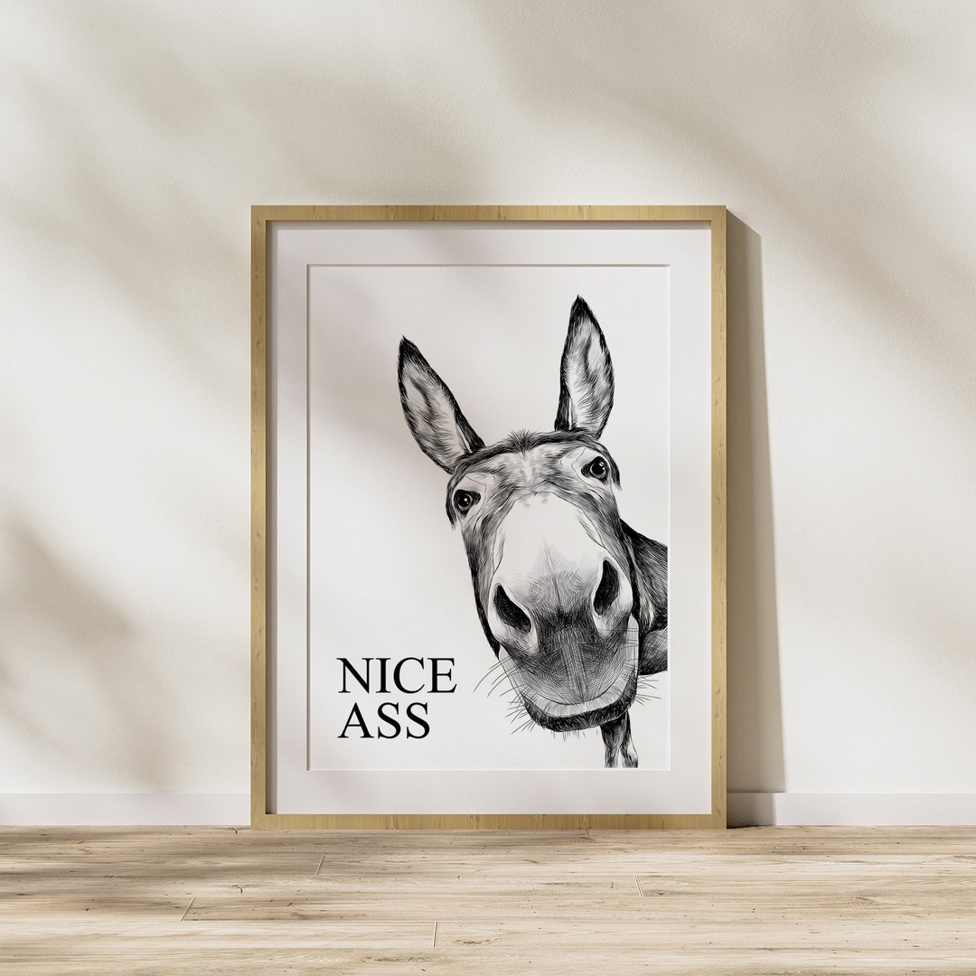 Cheeky Donkey 'nice Ass', Bathroom/toilet Print - Etsy
