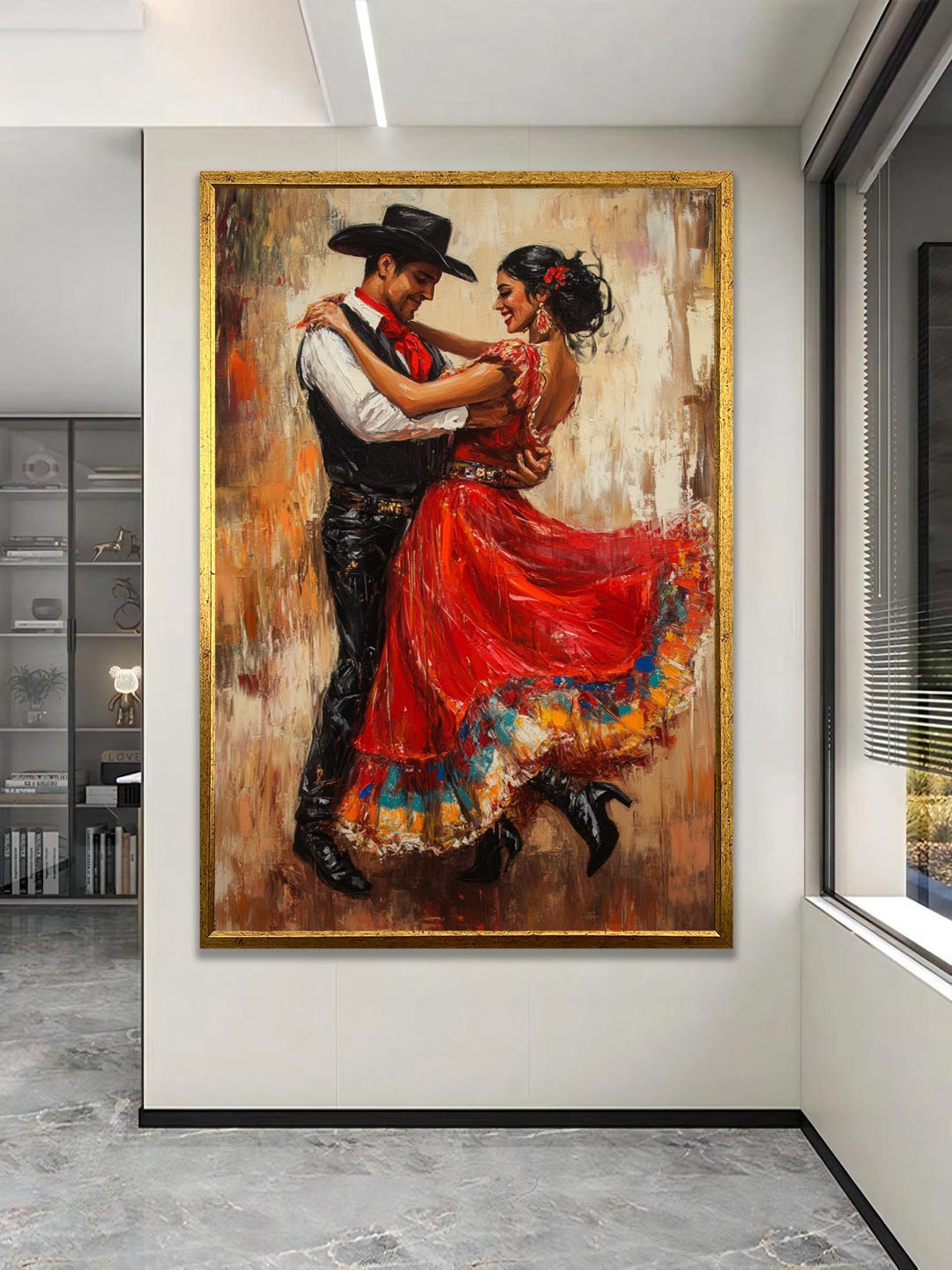 Mexican Dance Couple Wall Art – Red Dress Traditional Folklore Dance ...