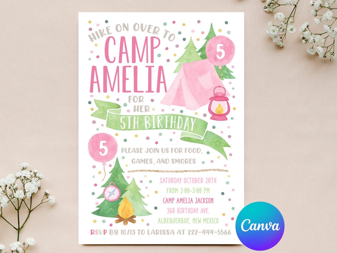 Editable Camping Birthday Invitation - Smores Invitation - Camp ...