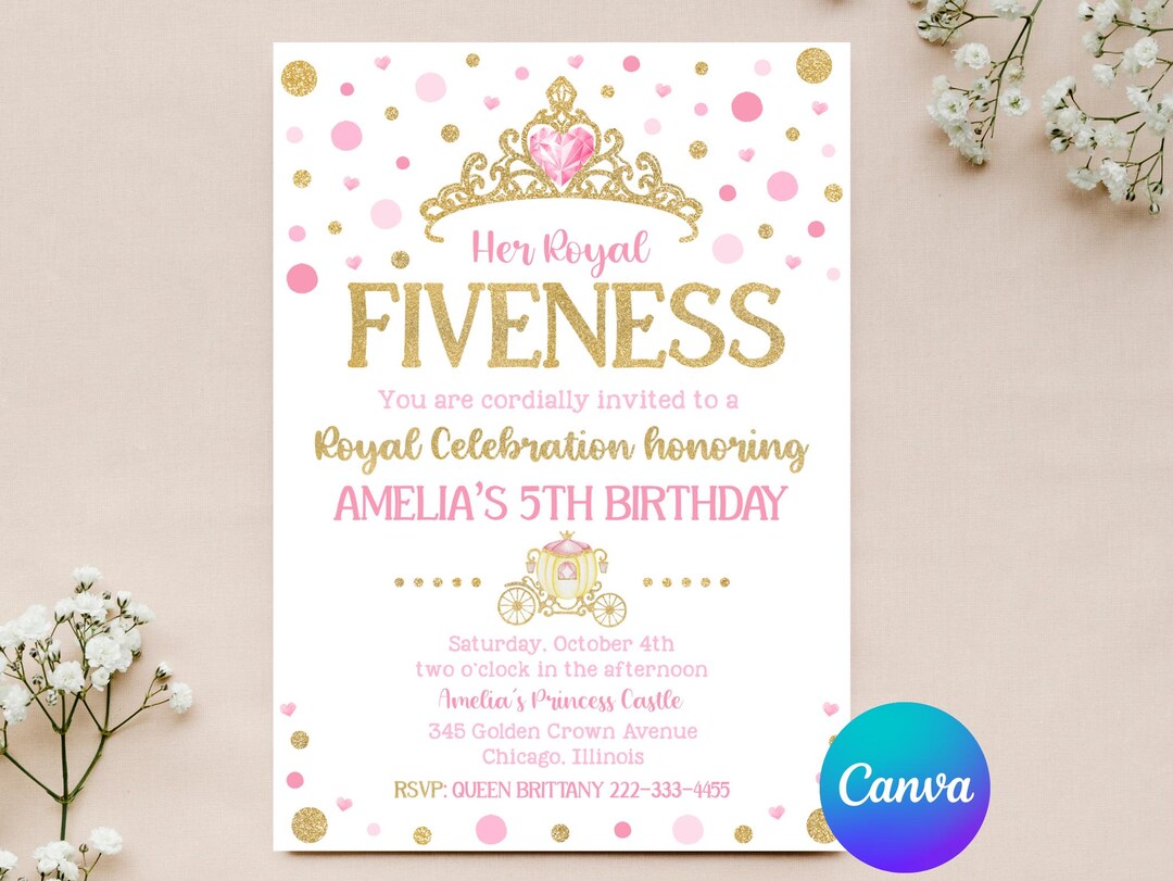 Editable Fiveness Birthday Invitation - 5th Birthday Invitation ...