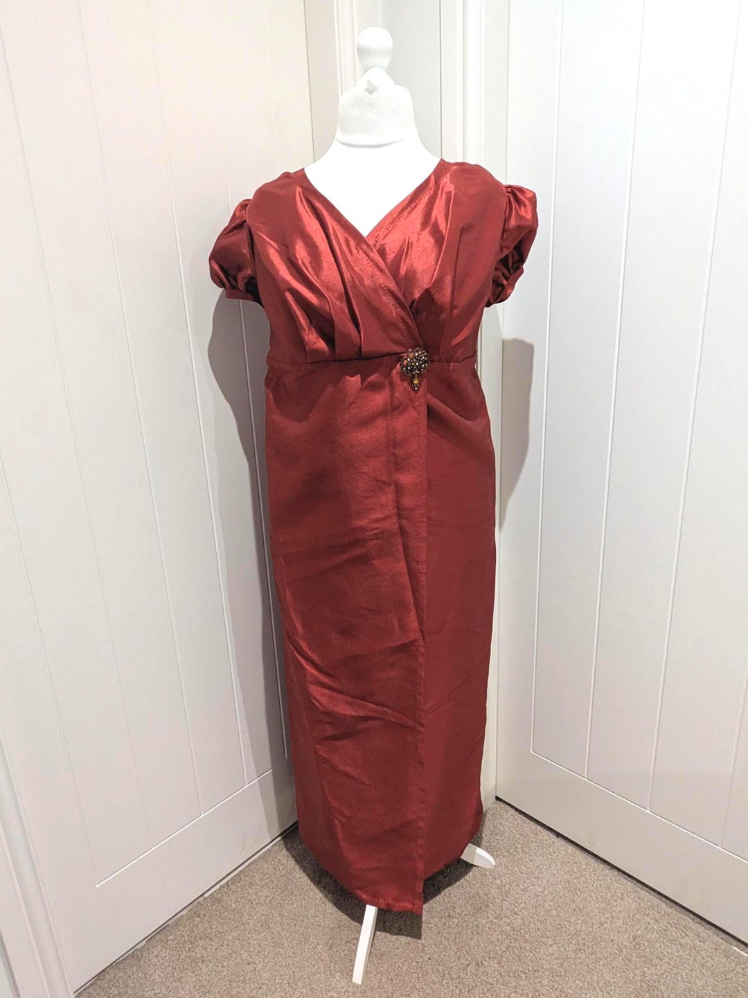 Regency Ball Gown – Deep Red – Wrap Front – Empire Waist – Jane Austen ...