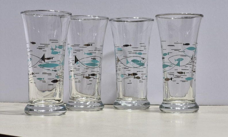Libbey Mediterranean Atomic Fish Juice MCM Glasses - Set of 4 - Etsy