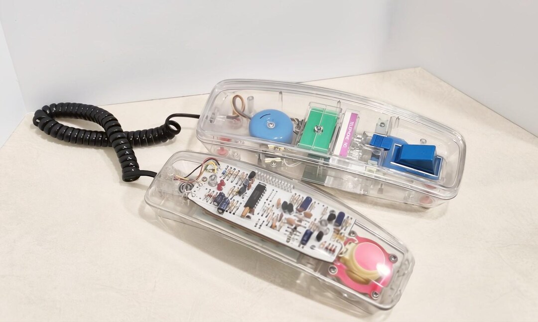 Vintage Novelty 80s 90s Clear Futuristic Smoky Translucent Lucite Phone ...