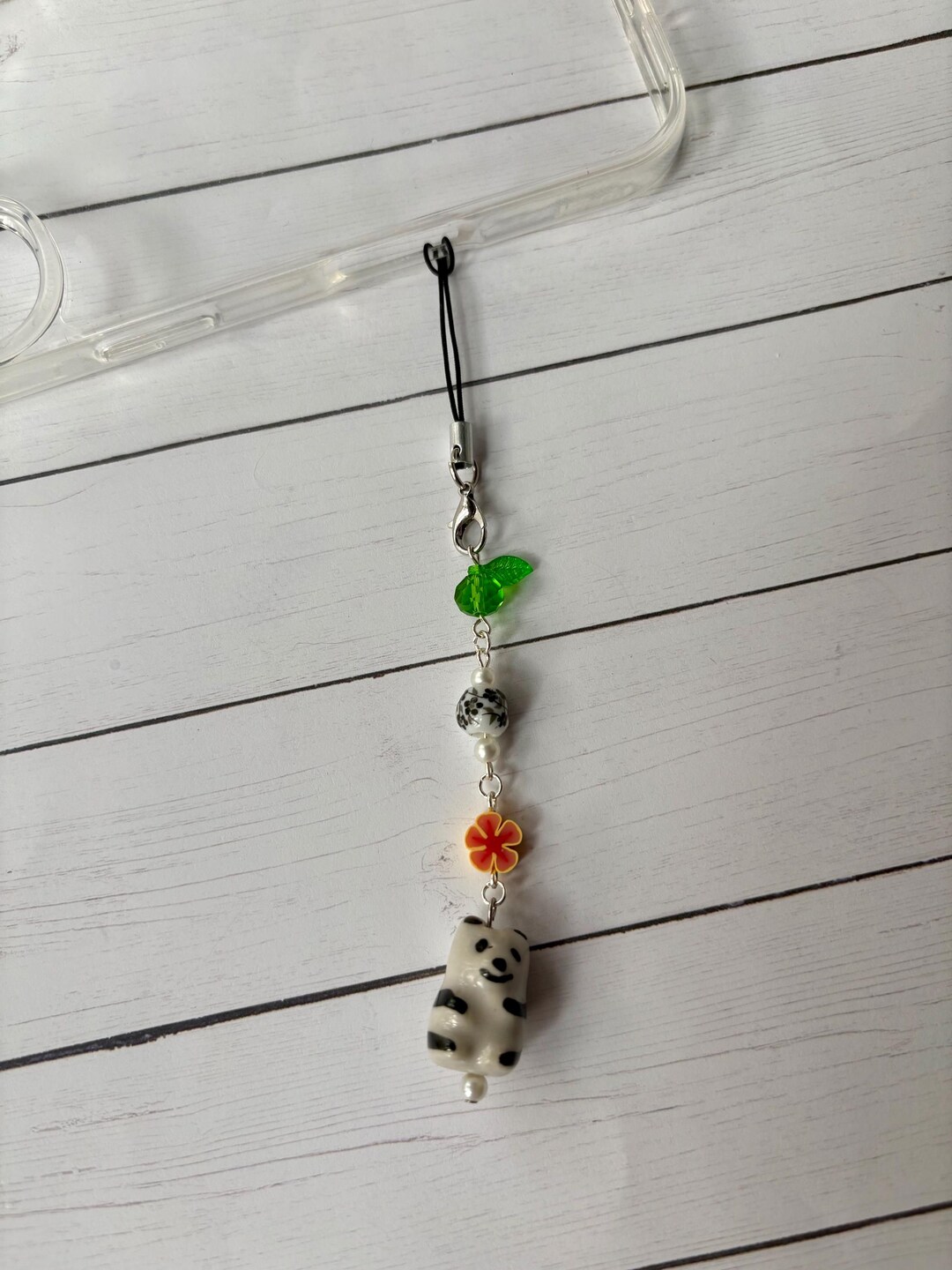 Handmade Ceramic Panda Beaded Phone Charm: Cottagecore Keychain | Fairy ...