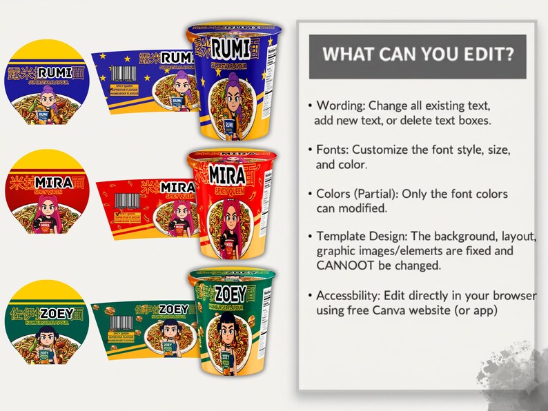 Kpop Demon Hunters Cup Noodle Labels, Huntrix Ramen Ramyeon Party Favor ...