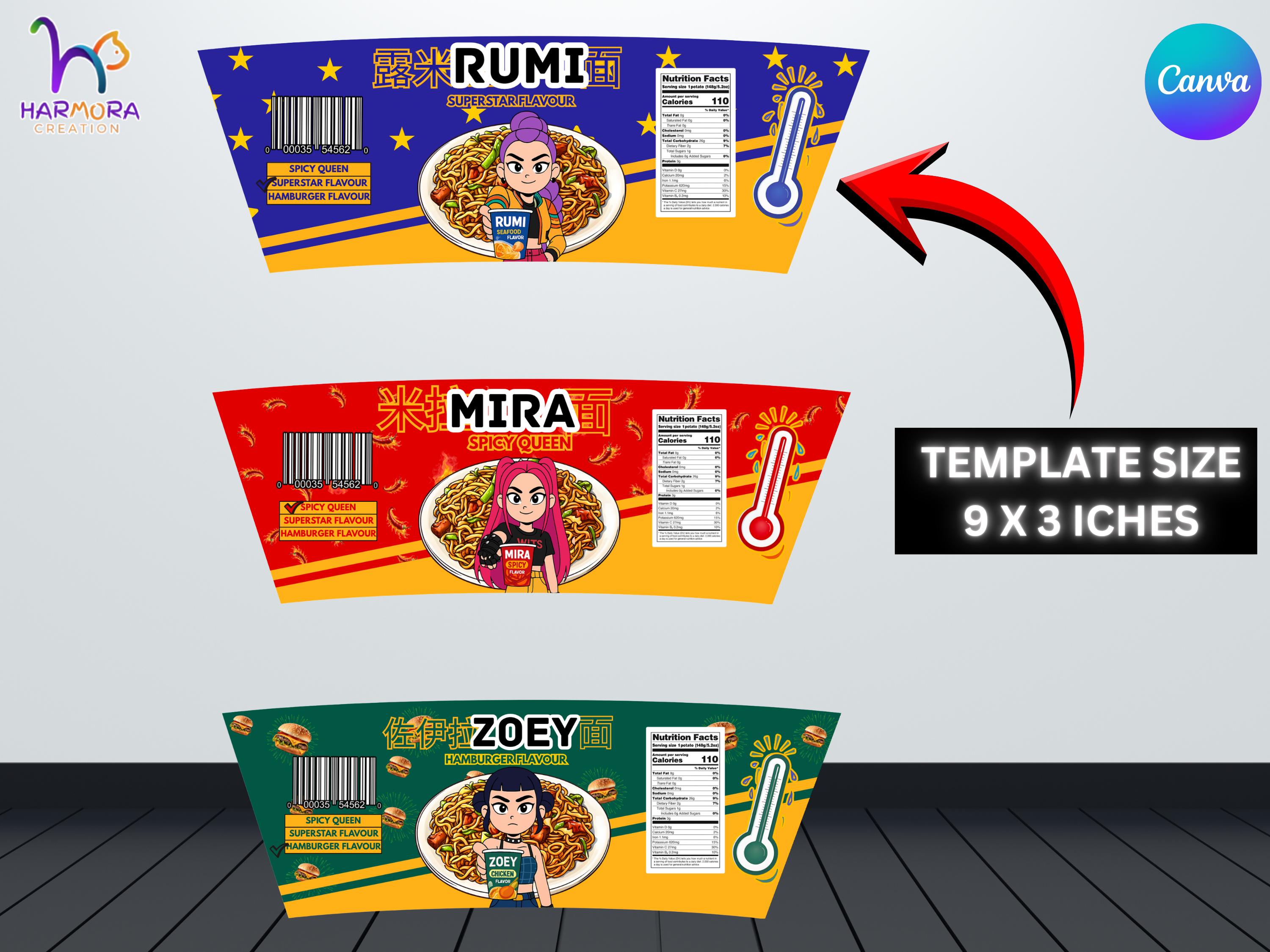 Kpop Demon Hunters Cup Noodle Labels, Huntrix Ramen Ramyeon Party Favor ...