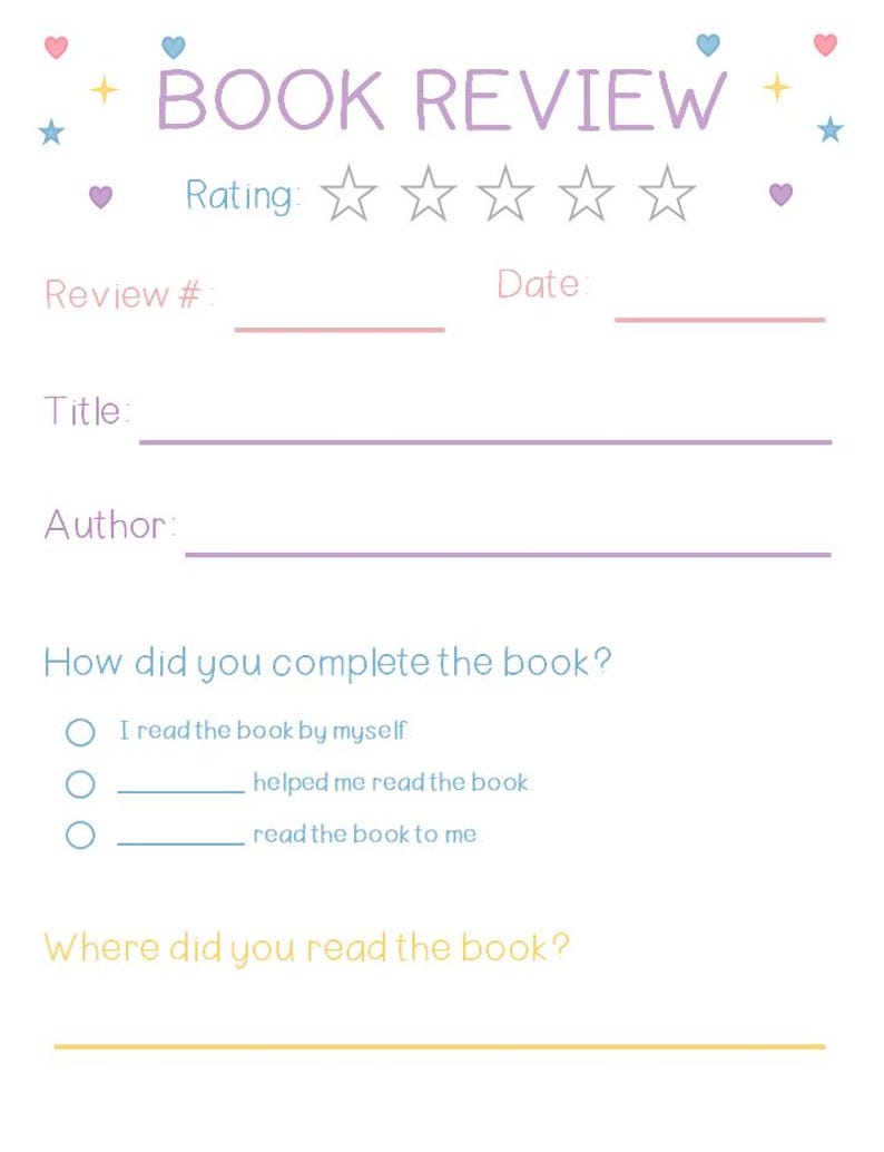 Kindergarten 100 Books Reading Journal | Printable Book Review Pages ...