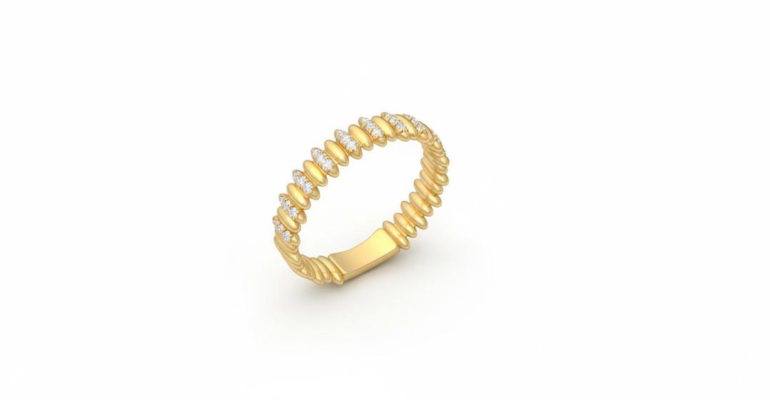 Dainty Twisted Rope Ring | 14K Solid Gold Half Eternity Band ...