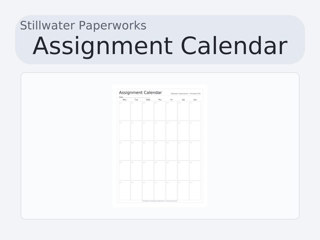 Assignment Calendar - Printable PDF - Etsy