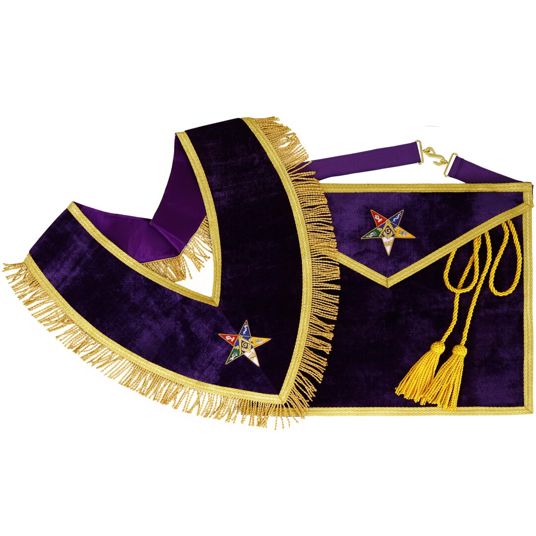 OES Hand Embroidery Worthy Patron/matron Apron & Collar - PURPLE VELVET ...