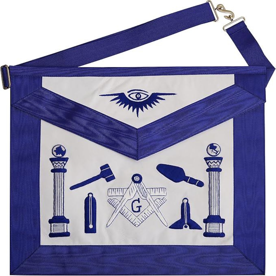 Freemason Master Mason Apron , Hand Embroidered Blue Lodge Freemason ...