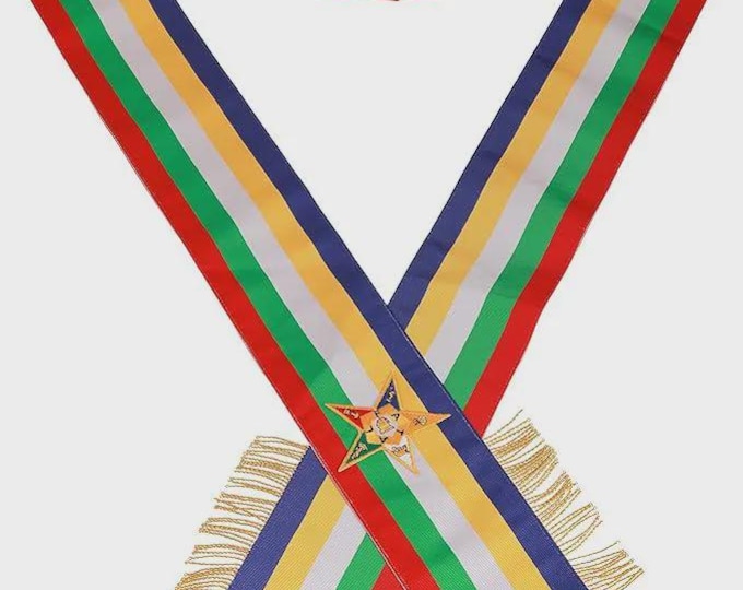 Masonic Order of Eastern Star OES Sash Hand Embroidered Star Five ...