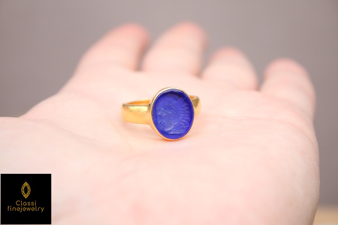 Alexander the Great Ring, Handmade Intaglio Glass 925 Sterling Silver ...