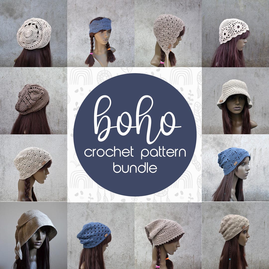 Boho Summer Hats - 12 Crochet Patterns Bundle - Etsy