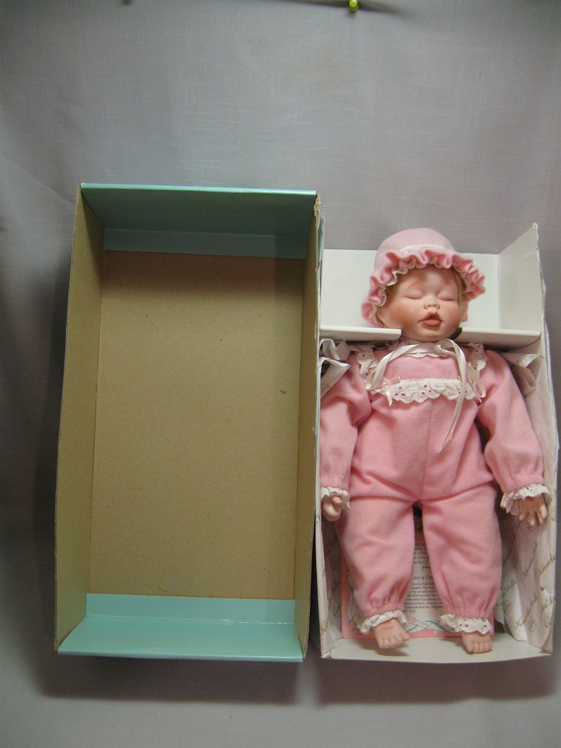 Porcelain Doll Baby Pink Sleeper With Matching Bonnet White - Etsy