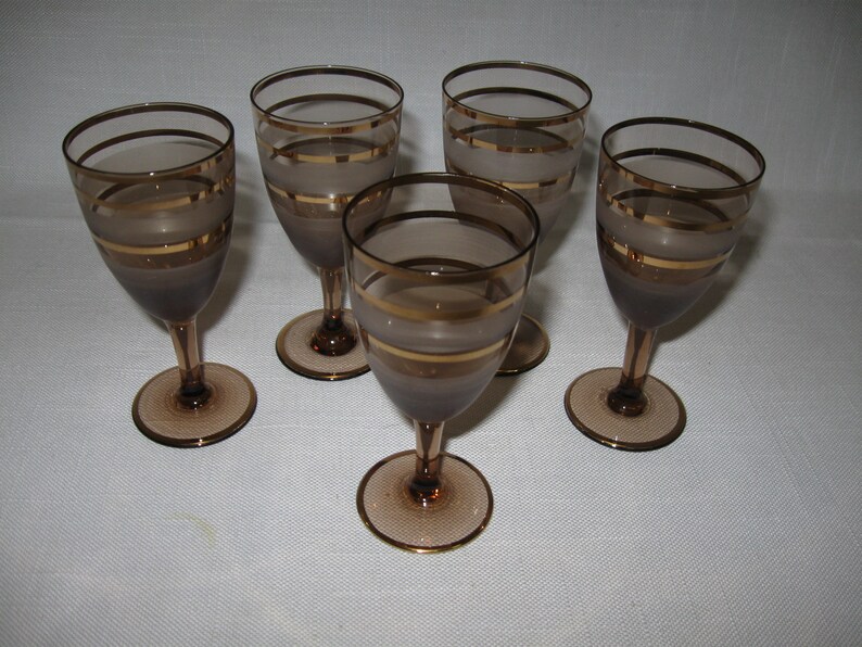 Amethyst Clear Purple & Satin Gold Line Design Cordial Wine Glass Stem ...