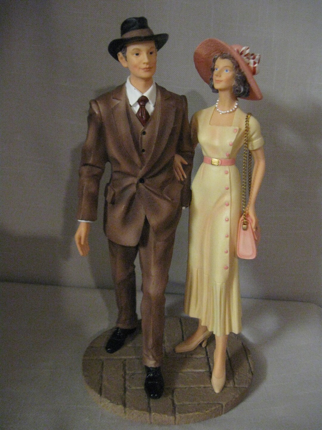 Figurine Hand Painted Jim Bennett and Pattie Coates Yellow Dress Pink ...