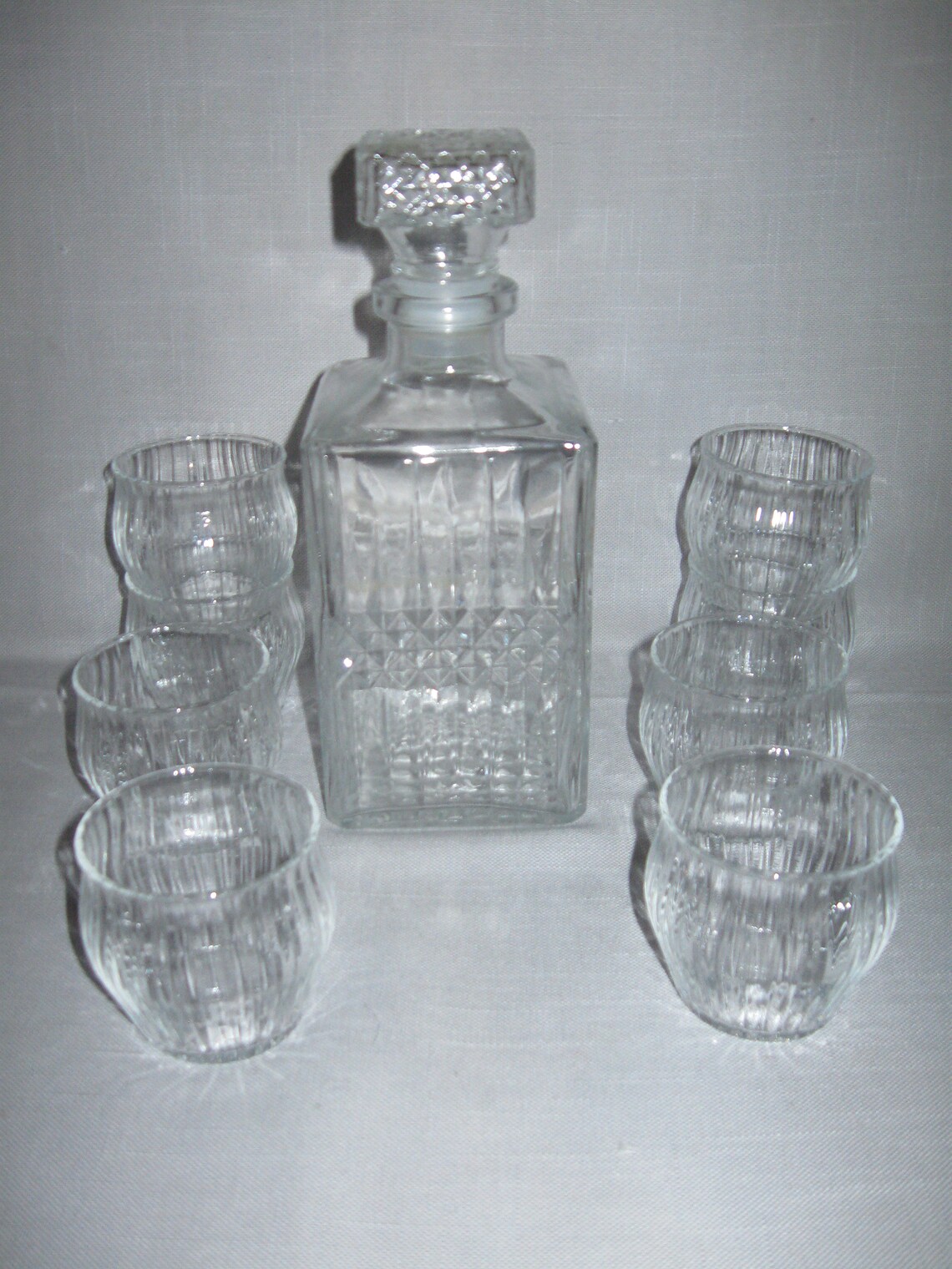Bar Ware Crystal Clear Decanter Diamond & Lines With Stopper - Etsy