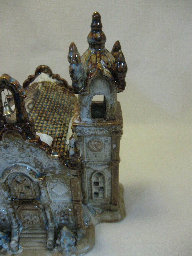 Christmas Holiday Illuminated Ceramic Church White Beige - Etsy