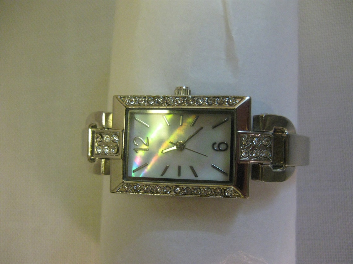 Ladies Cocktail Party Watch Silver Tone Rhinestone Face Mother | Etsy