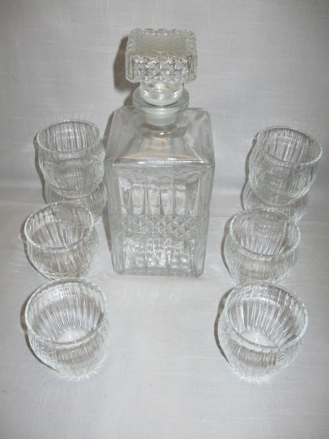 Bar Ware Crystal Clear Decanter Diamond & Lines With Stopper - Etsy