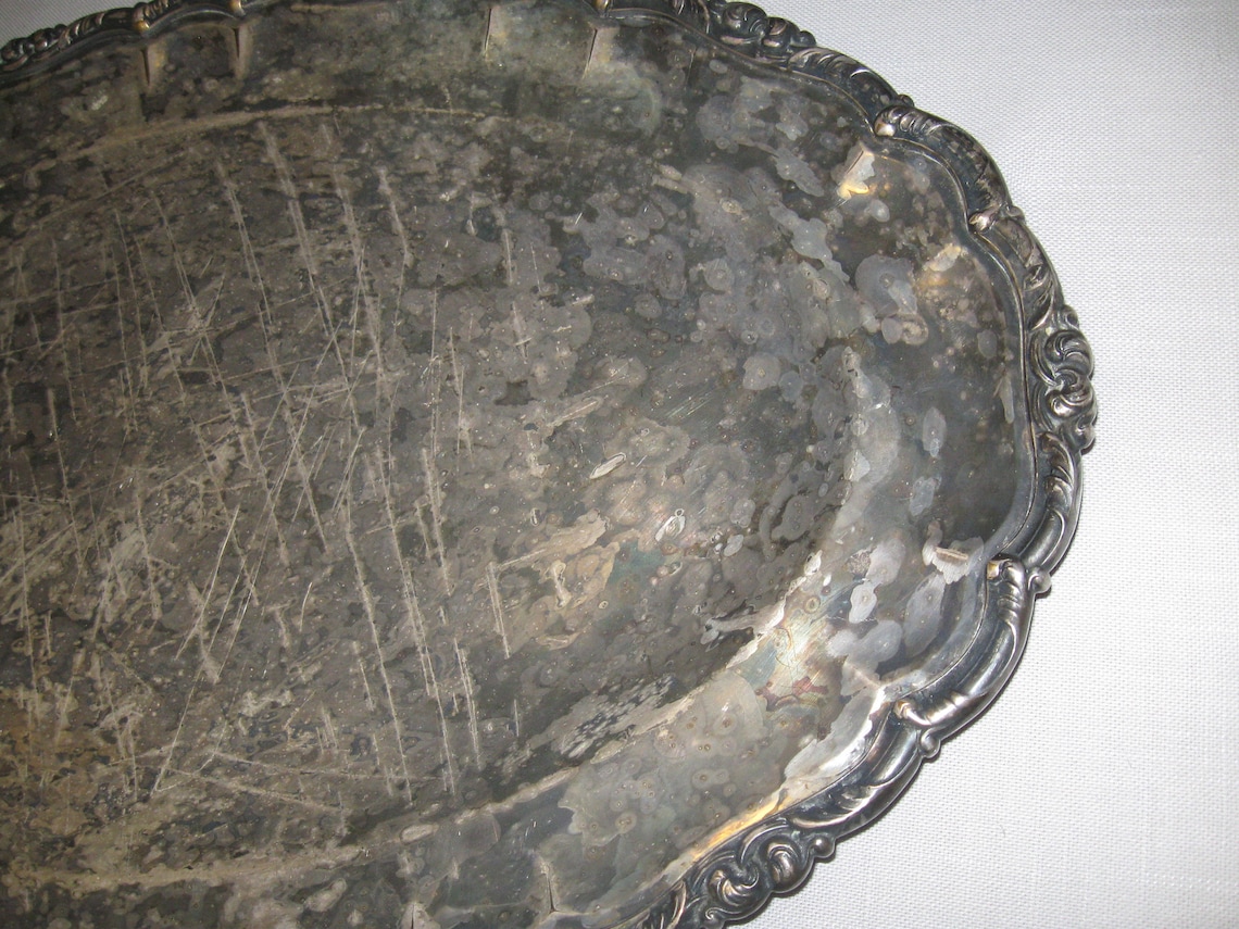 Silver Plate Butler Waitress Serving Tray Stamp Crown CC 21 | Etsy