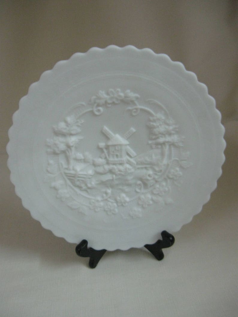 Collector Plate Doeskin All White 3 D Wind Mill Cottage | Etsy