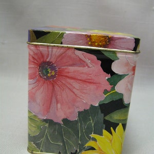 Collector Tin Metal Square Container Black Background Light Pink Yellow ...