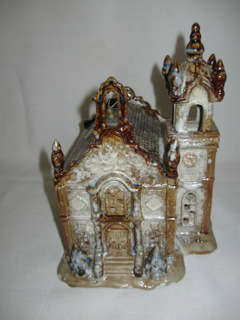 Christmas Holiday Illuminated Ceramic Church White Beige - Etsy