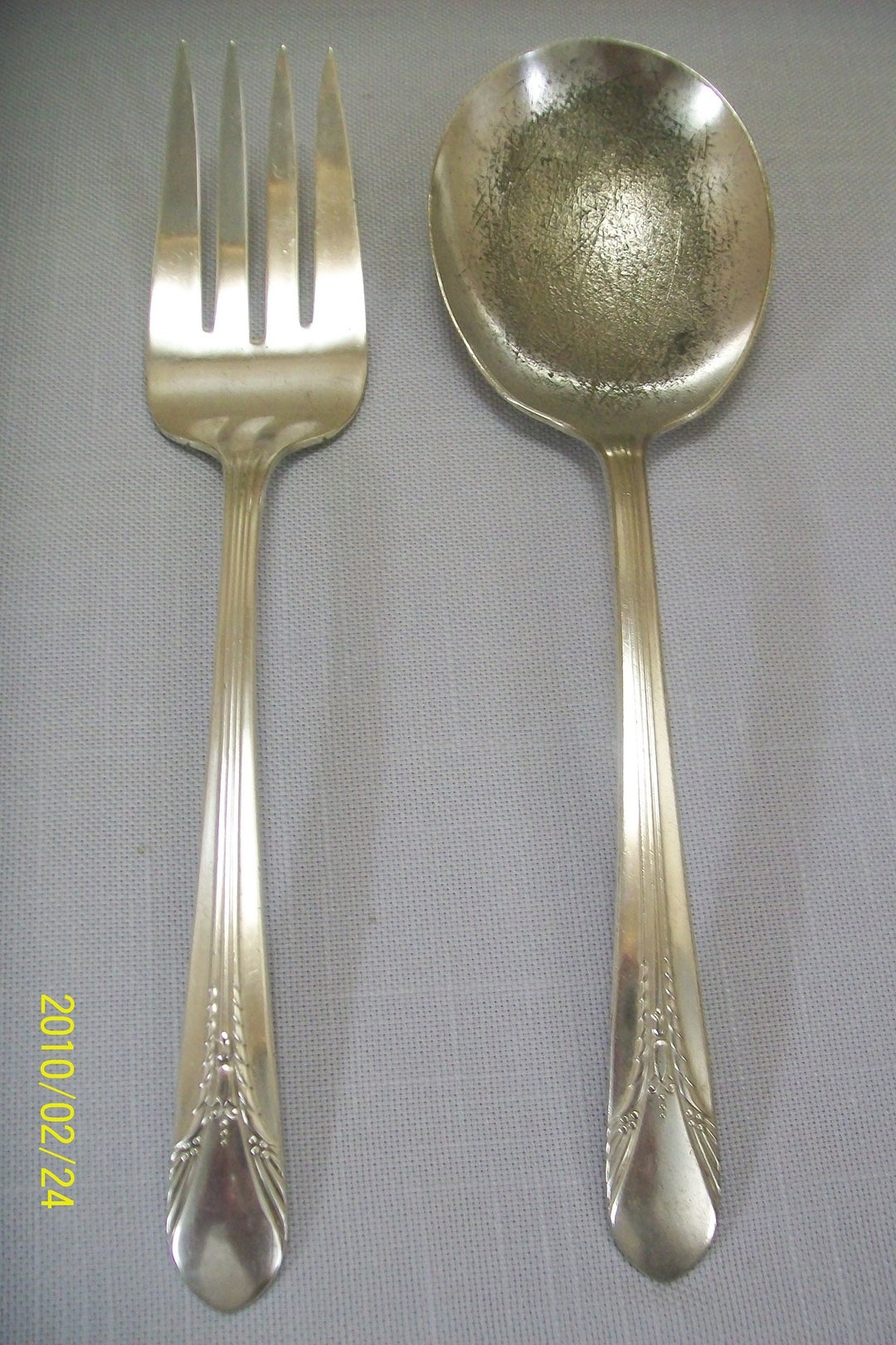 Silver Plate Flat Ware Utensil Serving Spoon & Cold Meat Fork ...