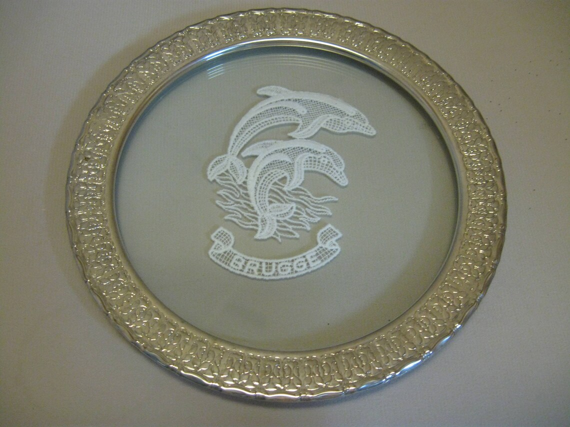 Collector Plate Lace Guuthuse Brugge Belgium Glass Silver - Etsy