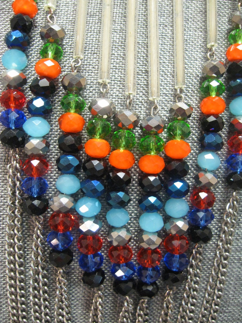 Necklace Bid Waterfall Choker Pendents Multi Color Tone - Etsy