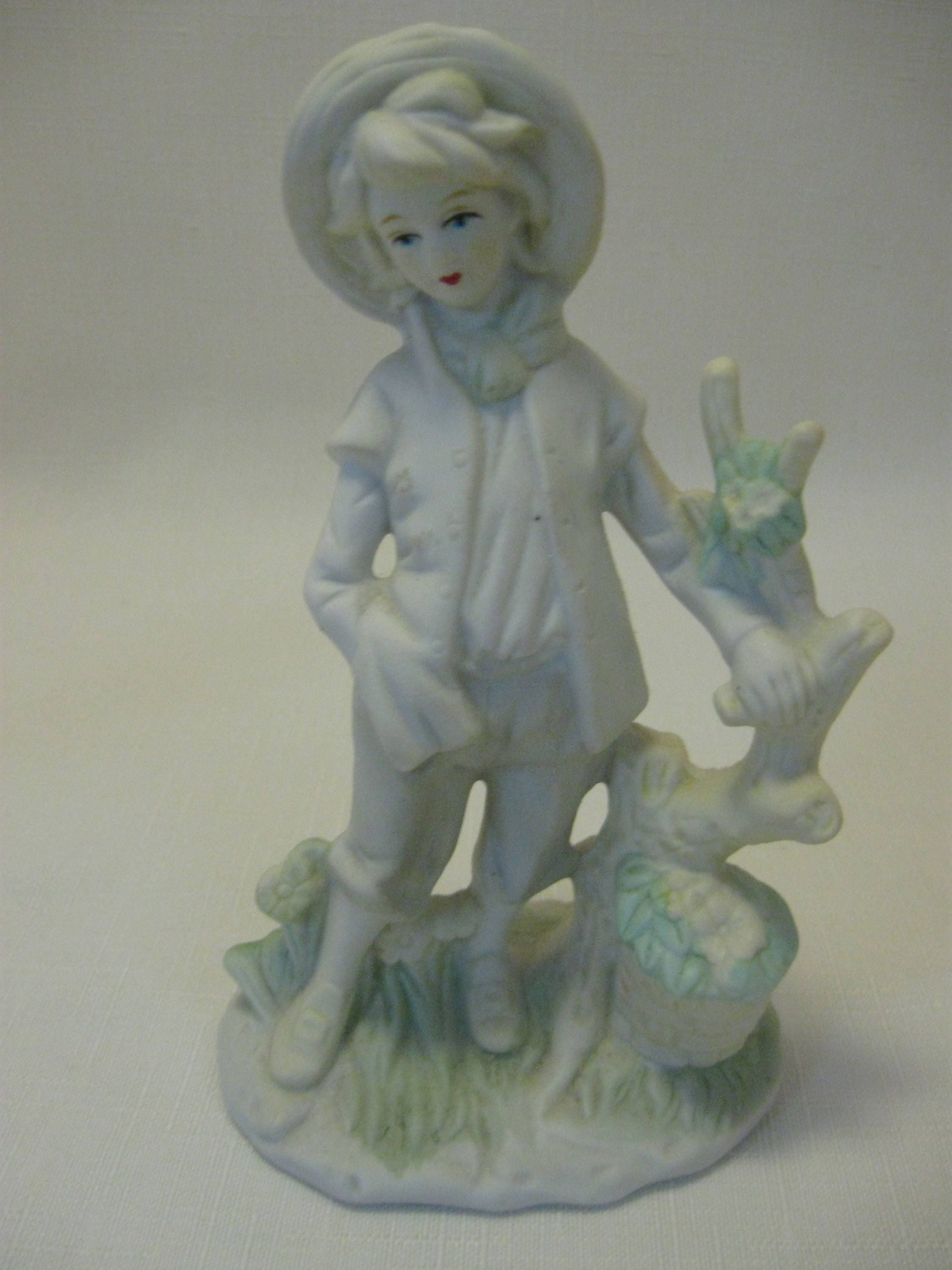 Porcelain Bisque Figurines Statues Pair Boy & Girl Standing | Etsy