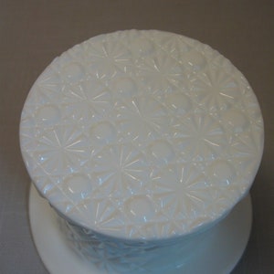 Milk Glass Top Hat Daisy and Buttons Pattern Tooth Pick Holder Candle ...