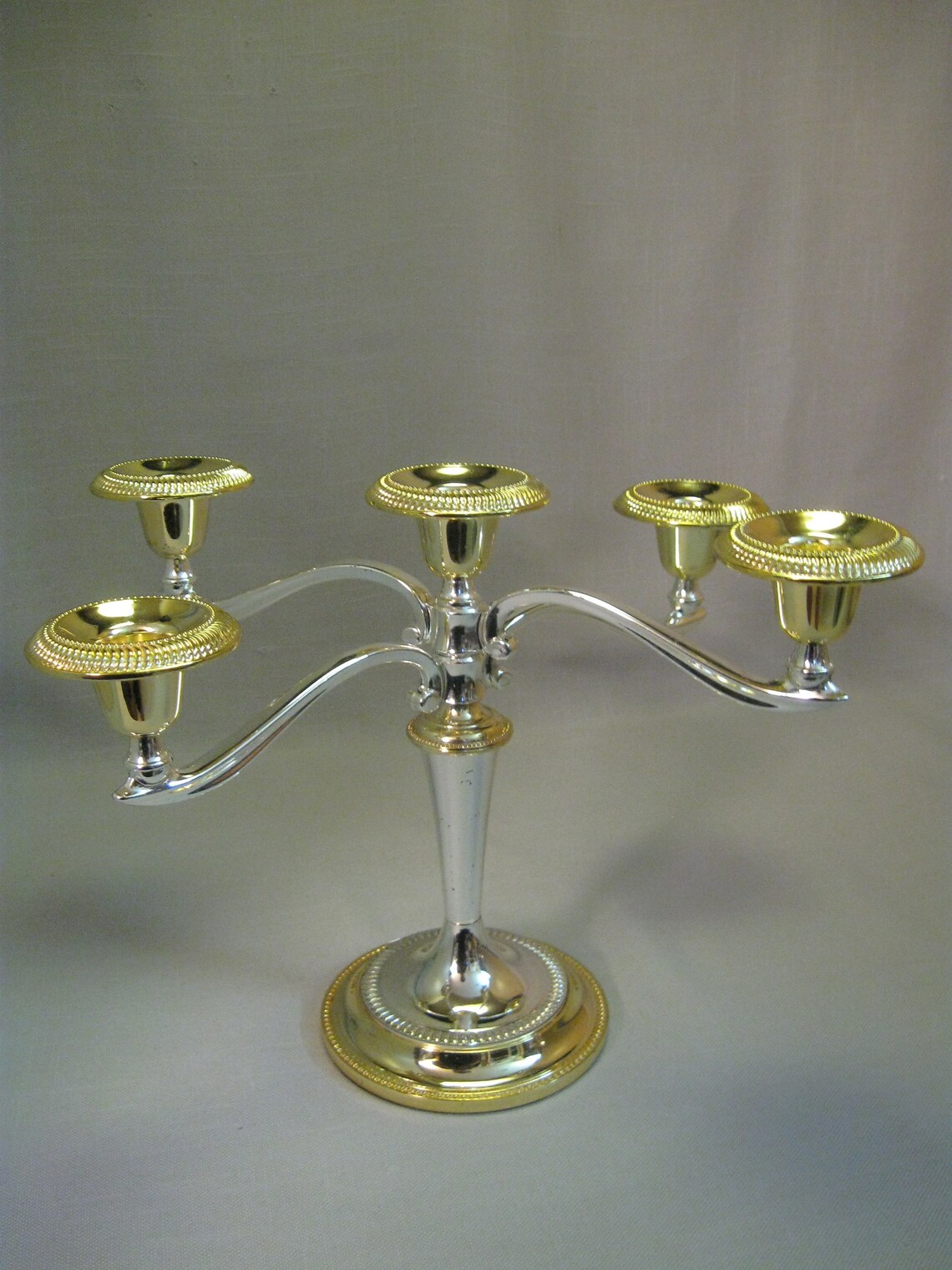 Candelabra Candle Stick Holder 5 Nozzles Gold Tone and Silver Plate ...