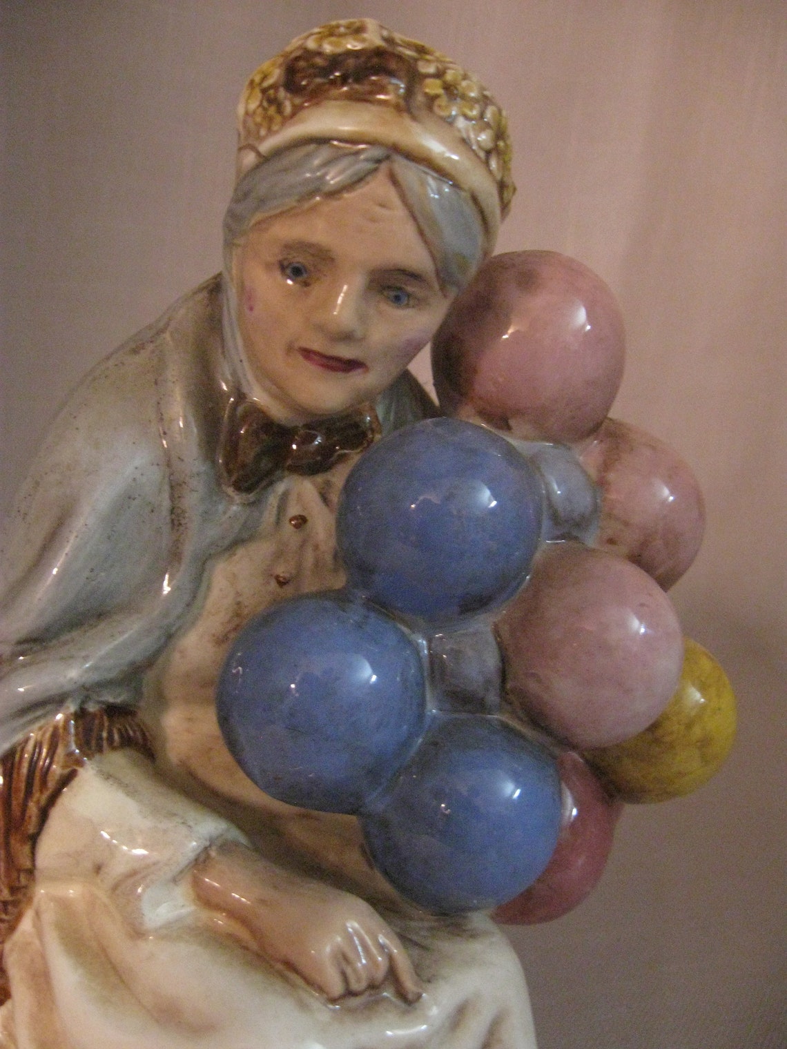 Lady Figurine Ceramic the Old Balloon Seller Pink Blue Gold - Etsy