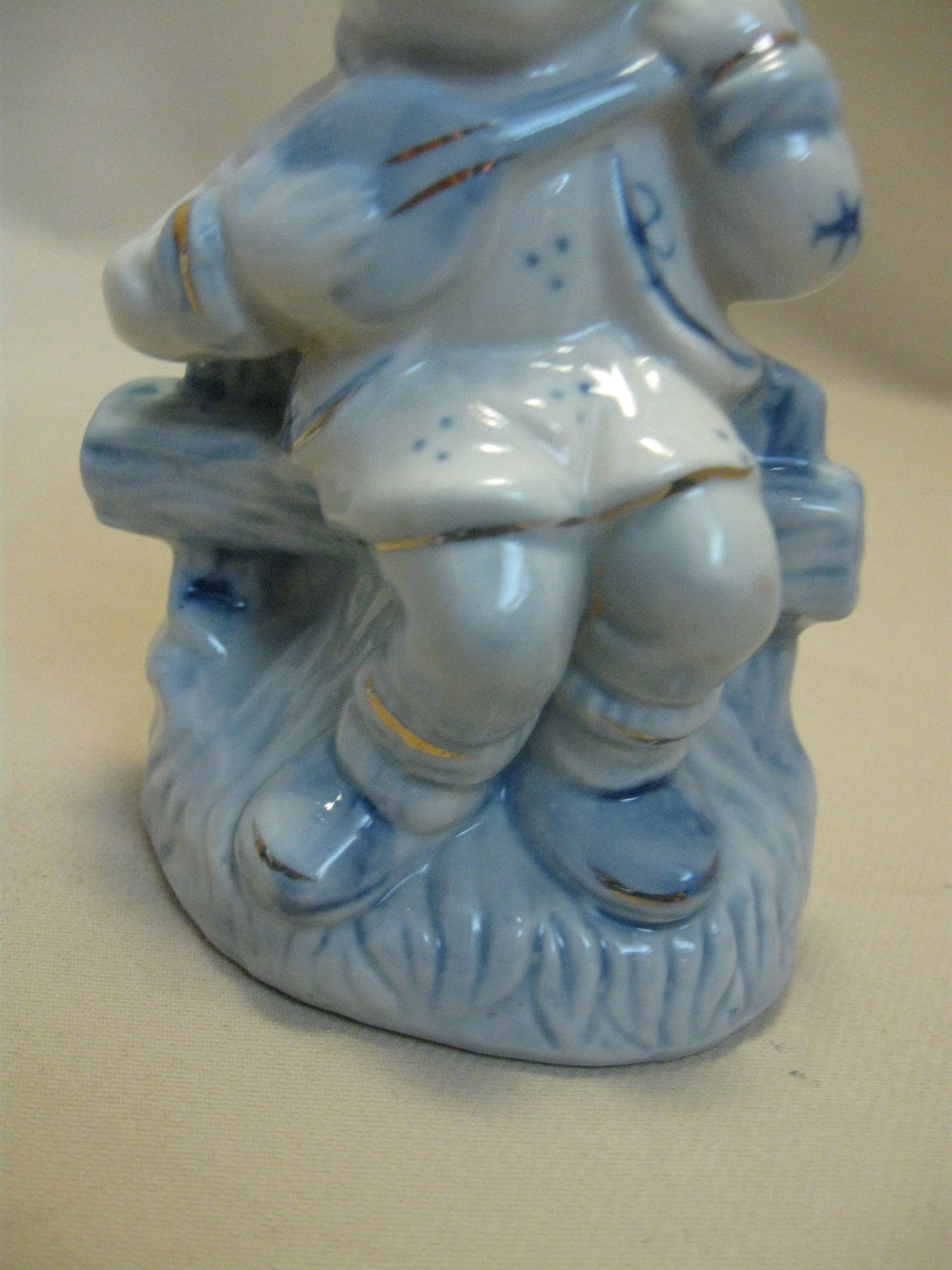 Ceramic Porcelain Statue Figurine Blonde Girl Sitting on Fence Playing ...