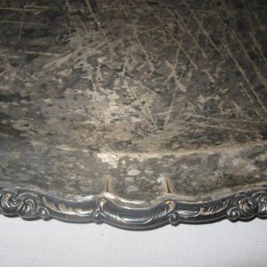 Silver Plate Butler Waitress Serving Tray Stamp Crown CC 21 Inches Long ...