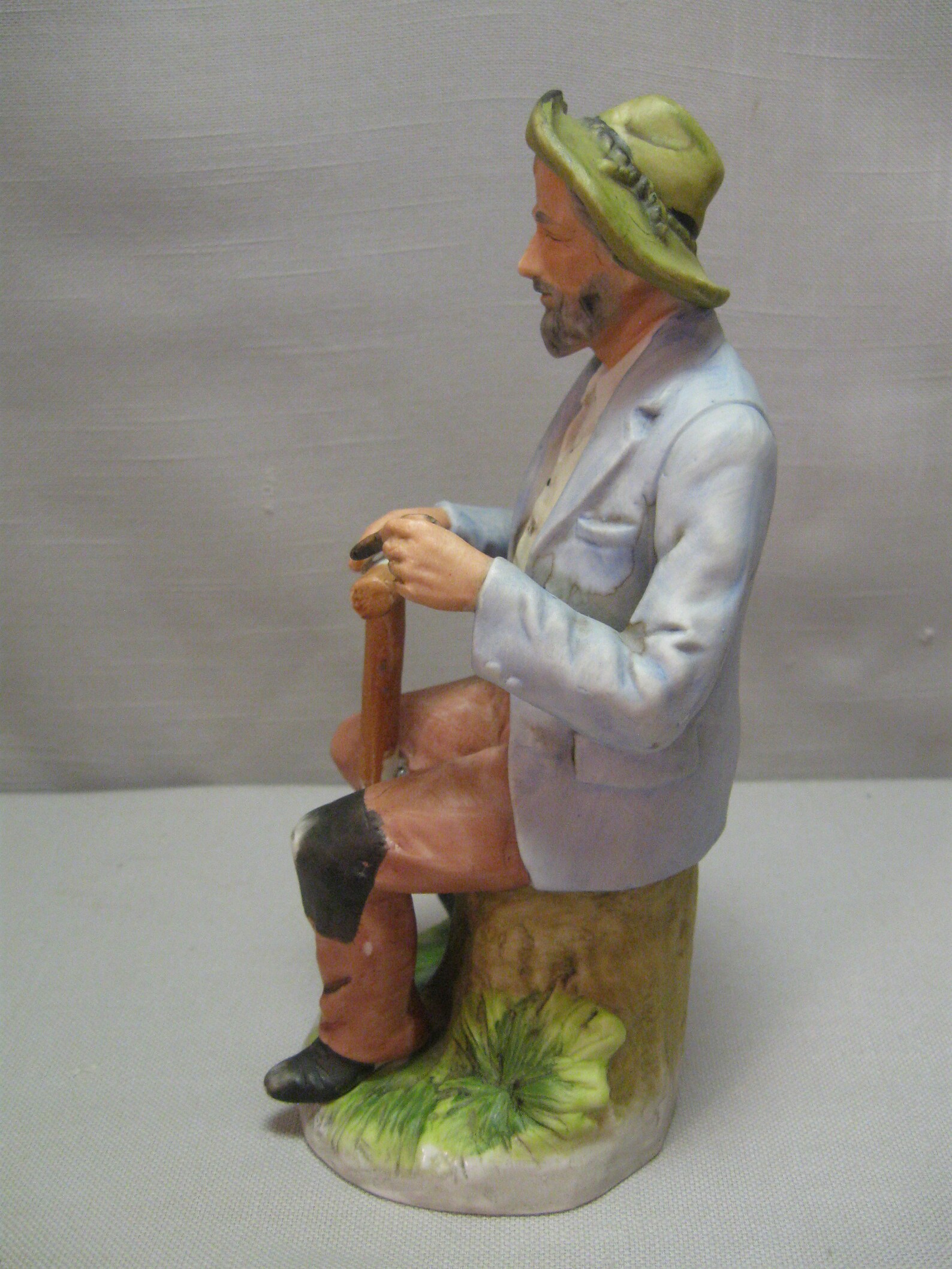 Figurine Bisque Porcelain Farm Man Pipe in One Hand Shovel in - Etsy