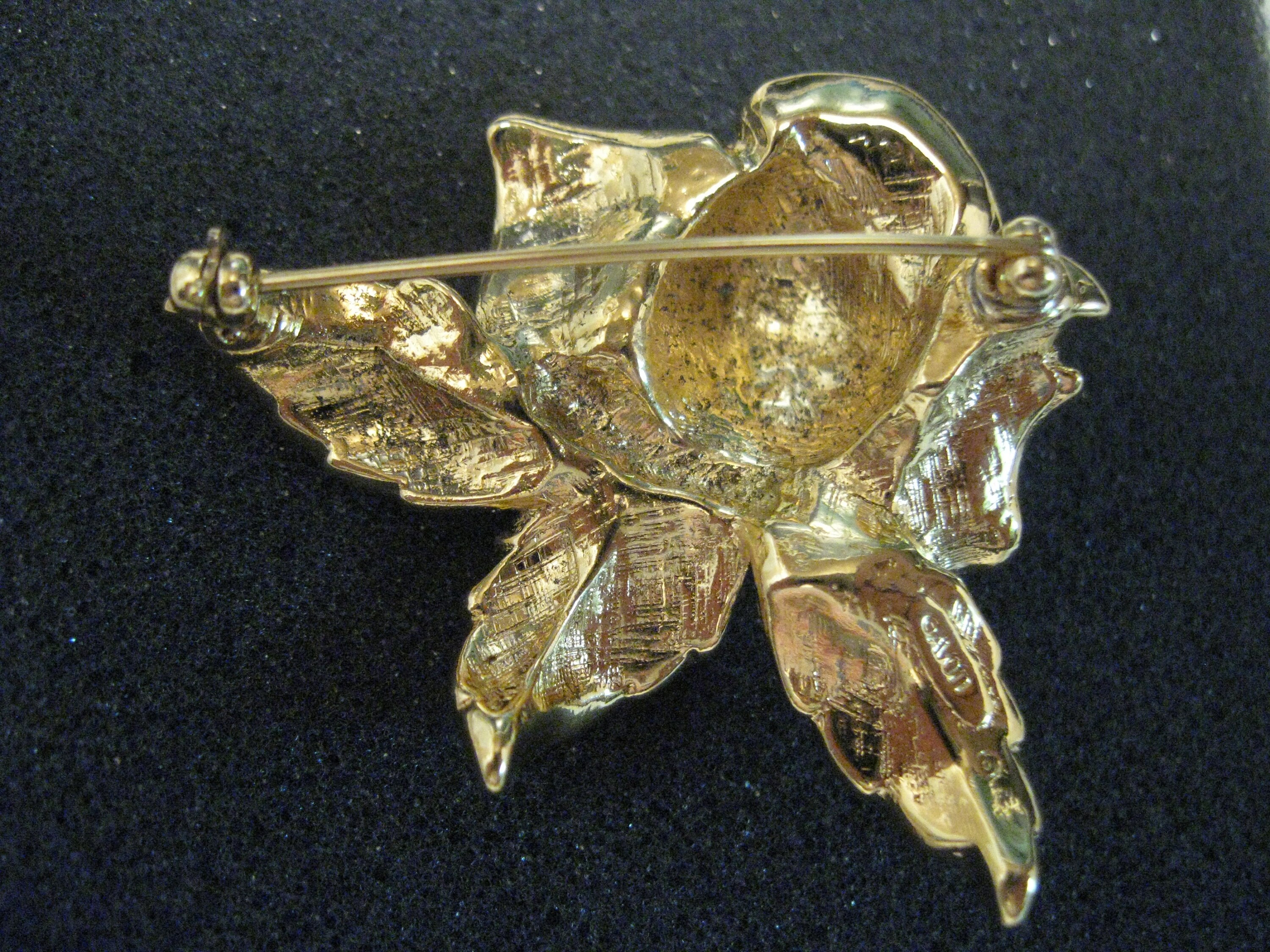 Broche Pin Gold Tone Crystal Clear Strasses Rose Passion Pin | Etsy