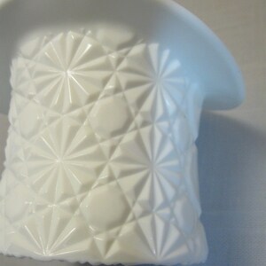 Milk Glass Top Hat Daisy and Buttons Pattern Tooth Pick Holder Candle ...